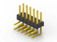 China Insulation Resistance Right Angle Pcb Header , Dual Row Male Header Connector for sale