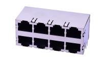 China Double Layer  RJ45 Network Connector Socket 8 Port 8p8c 90 Degrees for sale