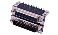 China VGA Combination Input Output Connectors 25 Male 25 Base Black 90 Degree Insert Plate for sale