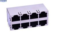 China Double Layer  RJ45 Network Connector Socket 8 Port 8p8c 90 Degrees for sale