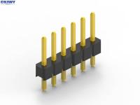 China Single Row Male Pin Header Connector 6 Pin Black Plastic Body for sale