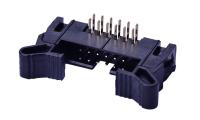 China Right Angle 26 Pin PCB Wire To Board Connectors Ejector Header Black Color for sale