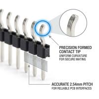 China Right Angle Single Row Male Pin Header Connector 2.54mm Pitch 90 Degree PCB Through-Hole for sale