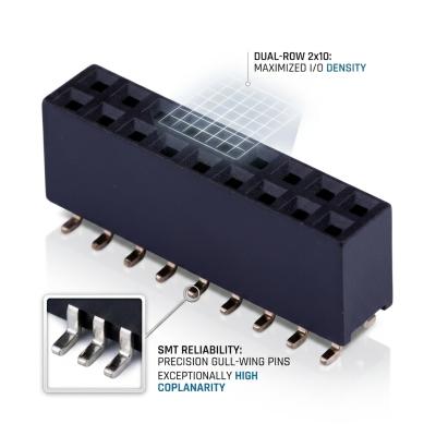 China Automotive Grade 2.54MM Dual Row Female Header Connector Gold Flash PA9T High Vibration PCB Through Hole IP67 for sale