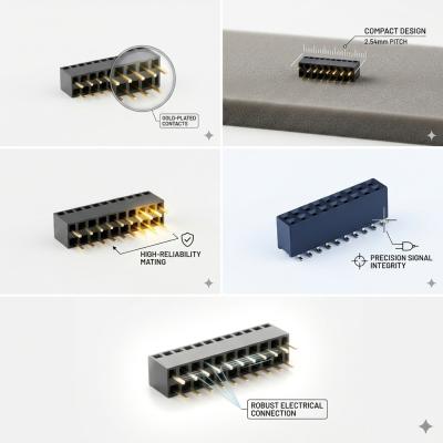 China High Density 40-Pin 2.54MM Dual Row Female Header Connector Gold Flash PA6T Data Bus PCB Through Hole for sale