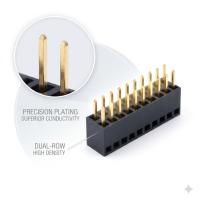 China Dual Row 2.54MM Right Angle Female Header Connector 04P-80P Gold Flash PA6T PCB Through Hole for sale