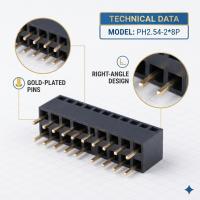 China Dual Row 2.54MM Right Angle Female Header Connector 04P-80P Gold Flash PA6T PCB Through Hole for sale