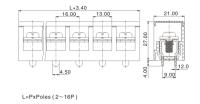 China Single Row PCB Barrier Terminal Block Connector 16.0mm Pitch 1*05P  PBT H=31.0mm for sale