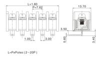 China 7.62mm Pitch Right Angel Barrier Panel Mount Terminal Block Customized Pins for sale
