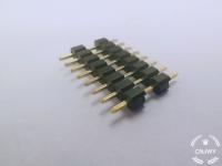 China Plug In Male Pin Header Connector 1*8P L=14mm Double Plastic 0.8U Gold Flash PE Packaging for sale