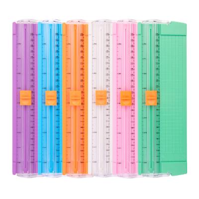 China Blue Mini Slide Paper Cutter with Ruler Cutting Thickness 10 Sheets of 80g Printing Paper for sale