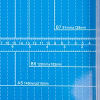 China Professional A4 Manual Desktop Paper Cutter with Blue Base and Metal ABS Construction for sale
