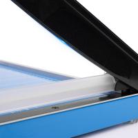 China Professional A4 Manual Desktop Paper Cutter with Blue Base and Metal ABS Construction for sale