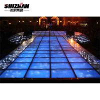 China Large Corporate Event Stage Retractable Acrylic Tempered Glass Lights Round Stage for sale