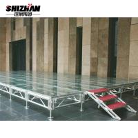 China Large Corporate Event Stage Retractable Acrylic Tempered Glass Lights Round Stage for sale