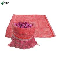 China 53*89cm Red White Color Plastic Pp Leno Mesh Bag For Potato Packing for sale