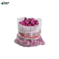 China White Color Pp Potato Leno Bag 68*89cm With Red Drawsting For Farm Usage for sale