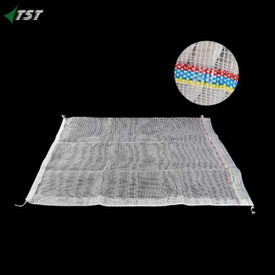 China White Color Pp Potato Leno Bag 68*89cm With Red Drawsting For Farm Usage for sale