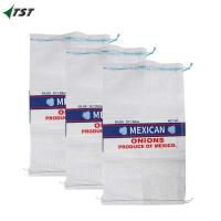 China 50lb 75lb Pp White Leno Mesh Bag Customized Logo For Fresh Vegetable Fruit Packing for sale