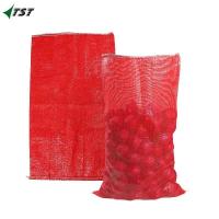 China 45x75cm 54x90cm Tubular Red PP Leno Mesh Bag Packaging For Onion Vegetable Fruit Potato Garlic for sale