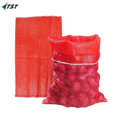 China Plastic Orange Red Pp Tubular Leno Net Mesh Bags For Onion Potato Vegetable Packaging Sack for sale