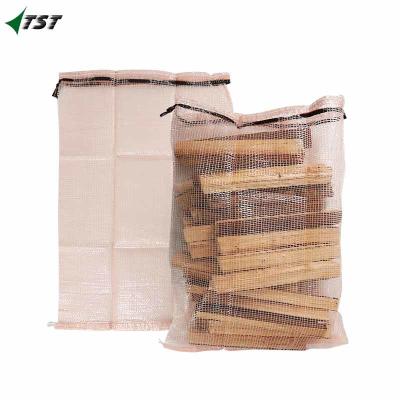 China 40L 80L Pink Green Firewood Tubular Mesh Bag for sale