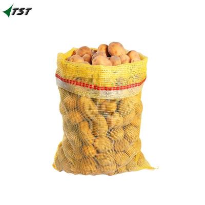 China 25kg 30kgs 50kgs Colombia Yellow Color Pp Leno Mesh Bag For Vegetable Fruit Packing for sale