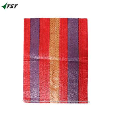 China Multicolor Clown Sack PP Woven Bag With Strips For Industry And Agriculture for sale
