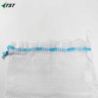 China 20kg 25kg White Color Drawstring PP Leno Mesh Bag With Custom Logo for sale