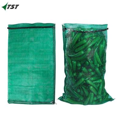 China 58*86cm Green Color Mexico Pp Leno Mesh Bag For Cucumber Lemon Vegetable Packing for sale