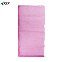 China Customized Size Pink Color PE Garlic Packaging Net Bags For Ginger Packing for sale