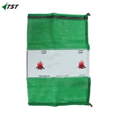 China 21x25 Inch  UV Treated Green Pp Leno Mesh Bag For Firewood Mesh Onion Sacks Custom Logo for sale