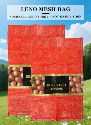 China Red Color Custom Logo Pp Leno Onion Packaging Bags Vegetable Fruit Packing for sale