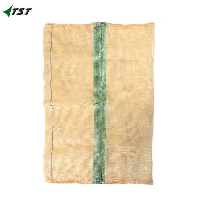 China Beige Color Drawstring Polypropylene Leno Mesh Bag 50kg Potato Onion Bags For Storage for sale