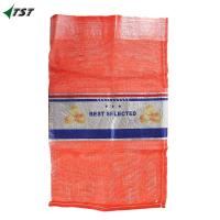 China 20kg 25kg Red Color Custom Logo PP Potato And Onion Sacks Leno Mesh Bag for sale
