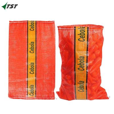China 45X75 Tubular Pp Mesh Bag Sack For Onion Potato Leno Bag With Logo for sale