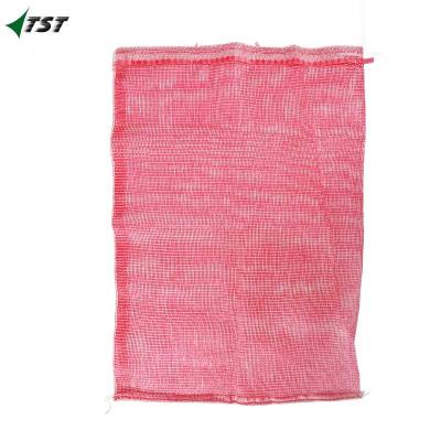 China 58*87cm Red White Color Pp Leno Mesh Bag For Potato Onion Vagetable Fruit Packing for sale