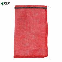 China 44*62cm Red Color Drawstring Pp Leno Mesh Bag For Firewood Packing for sale