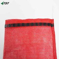 China 44*62cm Red Color Drawstring Pp Leno Mesh Bag For Firewood Packing for sale