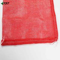 China 44*62cm Red Color Drawstring Pp Leno Mesh Bag For Firewood Packing for sale