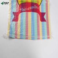 China Tear Resistant PP Laminated Woven Bag For Shopping With Logo Colorful Strips for sale