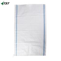 China 50kg 100kg White Woven Polypropylene Bags For Cereal Seeds With Blue Strips for sale