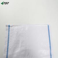 China 50kg 100kg White Woven Polypropylene Bags For Cereal Seeds With Blue Strips for sale