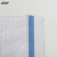 China 50kg 100kg White Woven Polypropylene Bags For Cereal Seeds With Blue Strips for sale