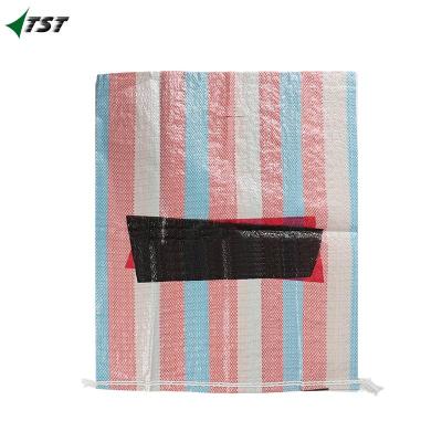 China 5kg 10kg PP Poly Woven Sacks For Shopping With Colorful Strips for sale