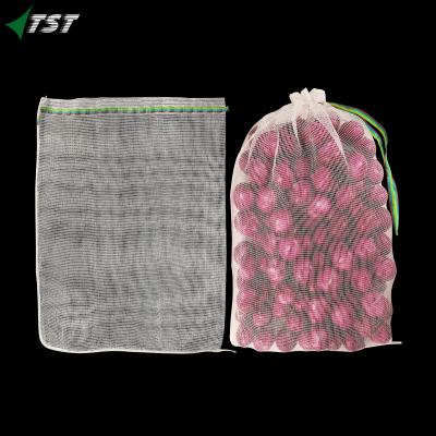 China 68x89 Tubular White Color PP Mesh Bag For Potato 50kg 25kg With Drawstring for sale