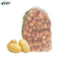 China 68x89 Tubular White Color PP Mesh Bag For Potato 50kg 25kg With Drawstring for sale