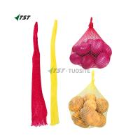 China Knitted Tubular RED MESH NET TUBING Onion Packaging Net Bag Roll for sale