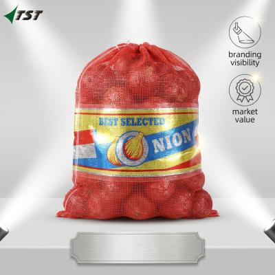 China 25kg Red Pp Onion Packaging Net Bags For Onion Auto Packing Machine 54*85cm for sale