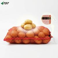 China 44*62cm Red Color Drawstring Pp Leno Mesh Bag For Firewood Packing for sale